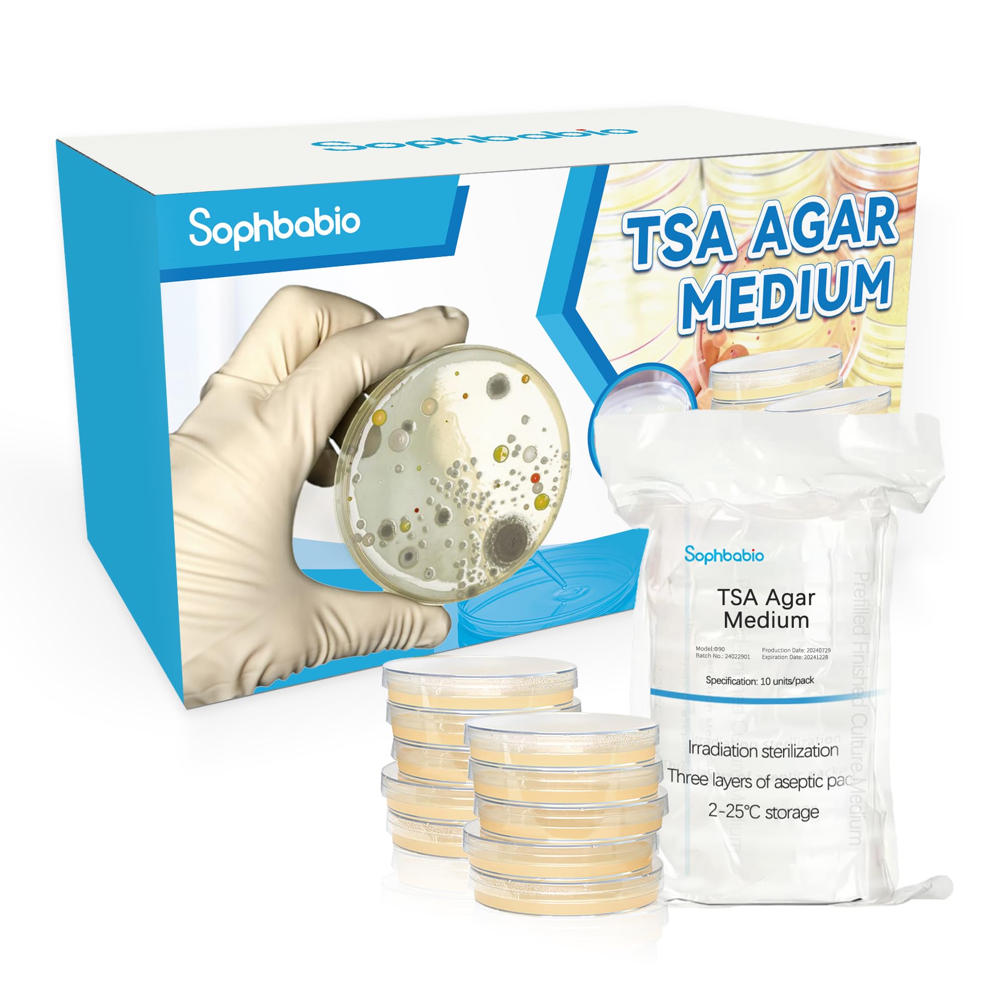 Petri Dishes With Agar Tryptic Soy Agar (TSA) Plates - 10 Petri Dishes ...