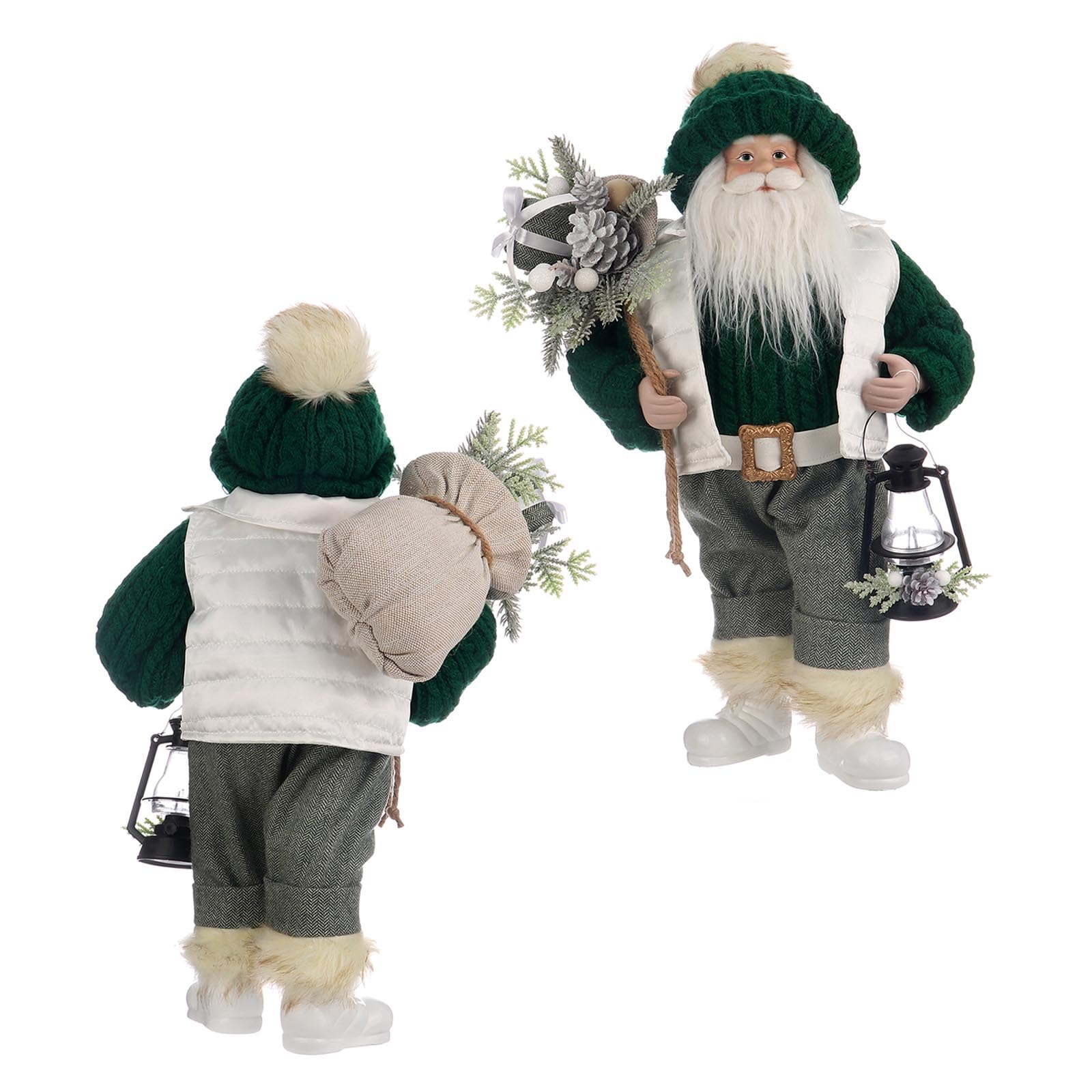 Amazon.com: 17” Tall Standing Santa Claus Figurine with Toy Bag ...