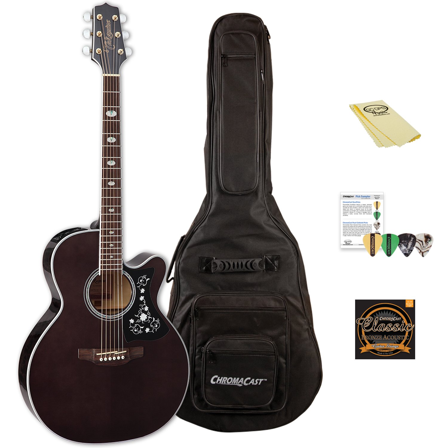 Takamine 6 String Acoustic-Electric Guitar, Right Handed, Wine Red ...