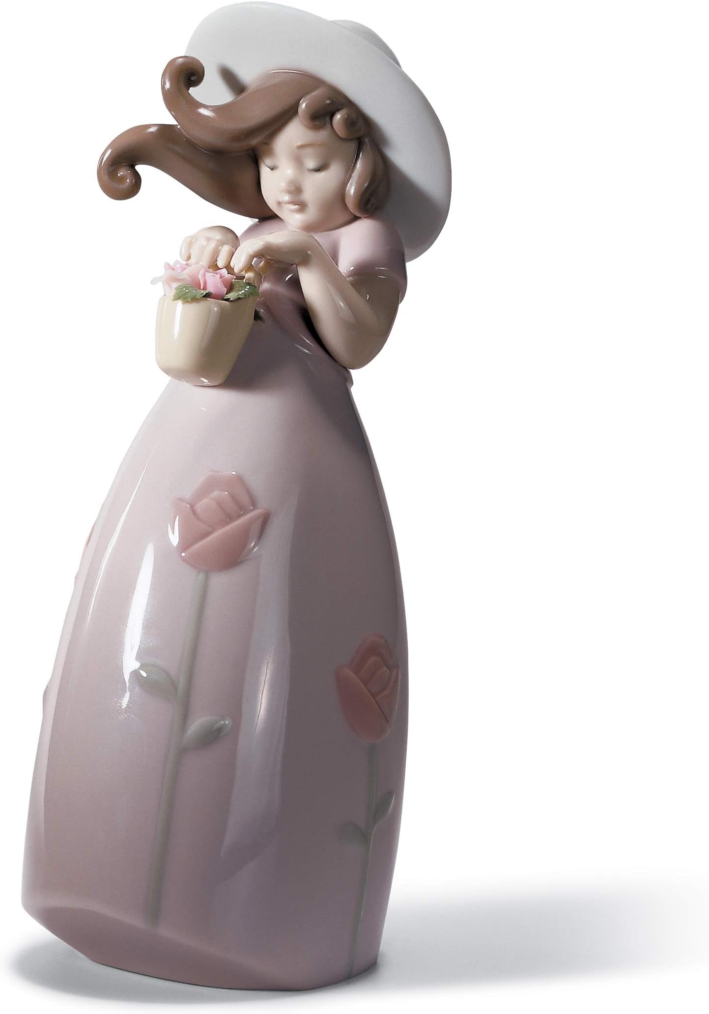 Amazon.com: LLADRÓ Fragrant Bouquet Girl Figurine. Porcelain Girl with ...