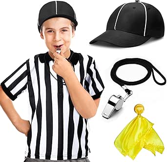 Amazon.com: Funtery 4 Pcs Referee Costume Set Kids Referee Hat Stripe ...