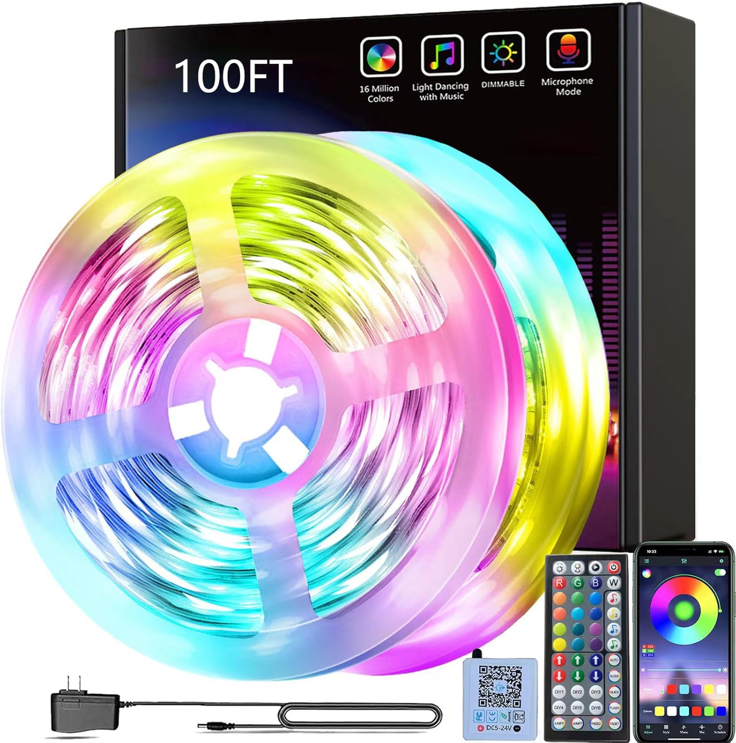 smareal Led Lights for Bedroom 100ft (2 Rolls of 50ft),Led Lights Color ...