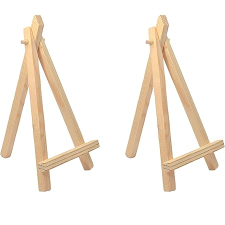 KABEER ART Mini Wood Display Easel Natural Craft Table Stand 6 inch x 4 ...