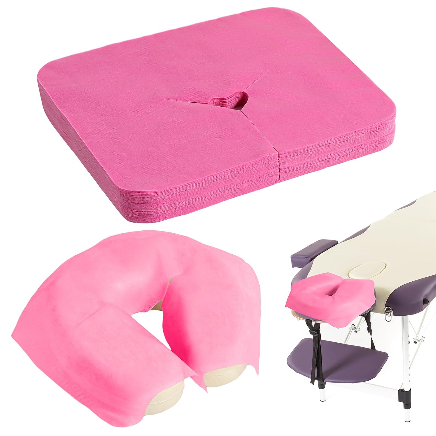 Amazon.com : 100 Pieces Disposable Face Cradle Covers Massage Headrest ...