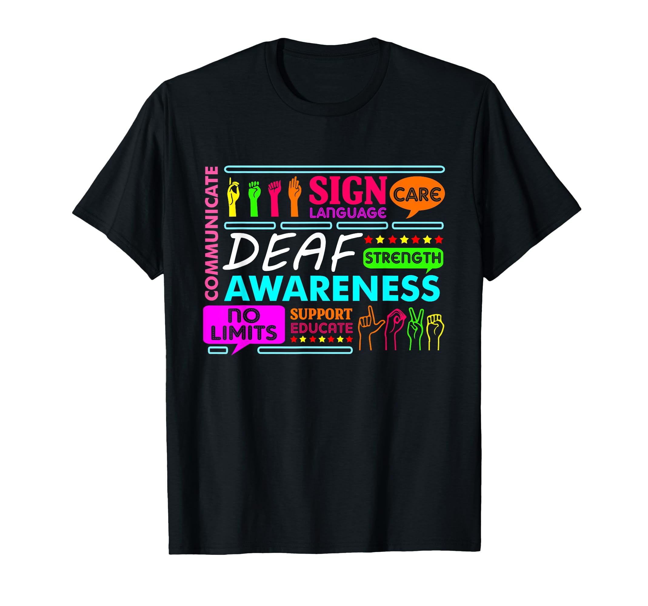 Amazon.com: Deaf Awareness Sign Deafness Hearing Loss Warrior T-Shirt ...