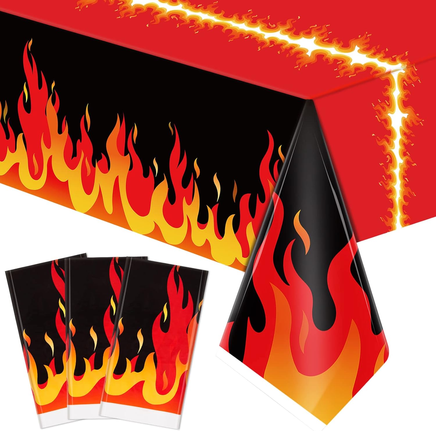 Amazon.com: Tegeme Fire Tablecloths Firefighter Party Supplies Fire ...
