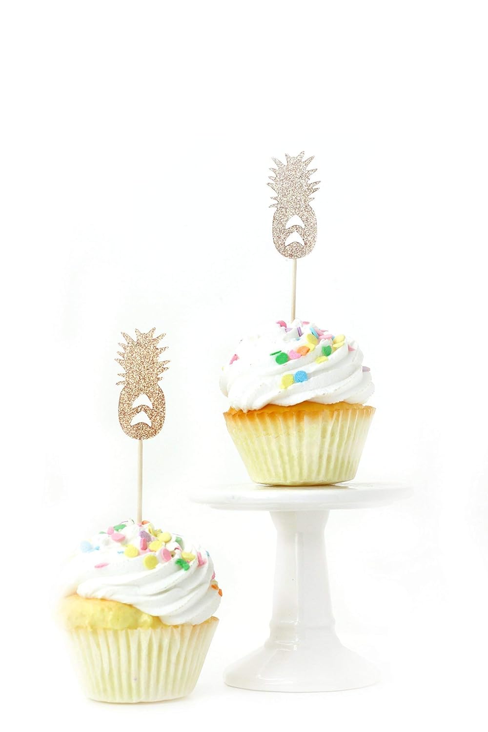 Amazon.com: Pineapple Rose Gold Glitter Cupcake Toothpick Toppers ...