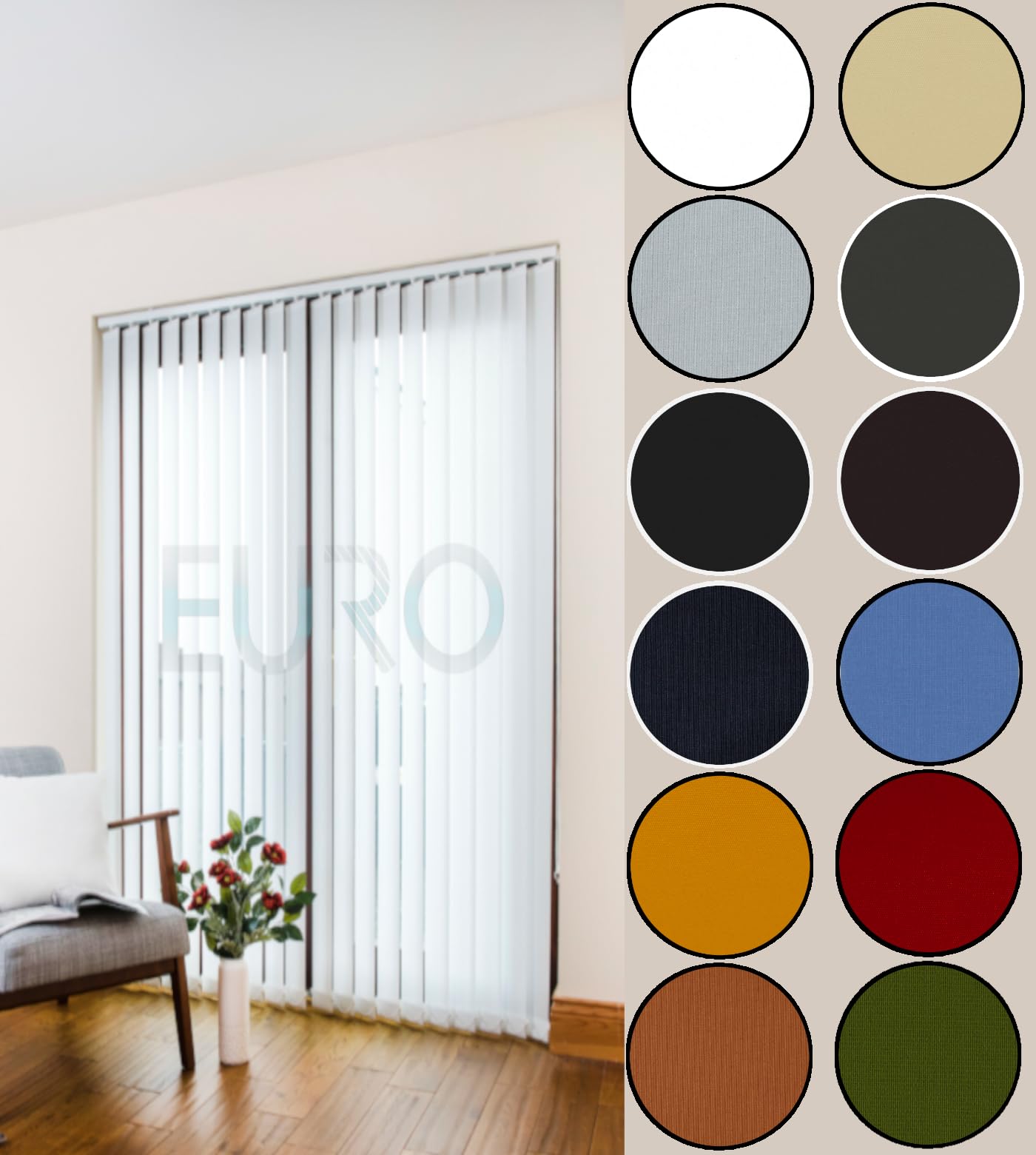 EUROBLINDS - Vertical Blinds For Windows Complete Set - MADE TO MEASURE ...