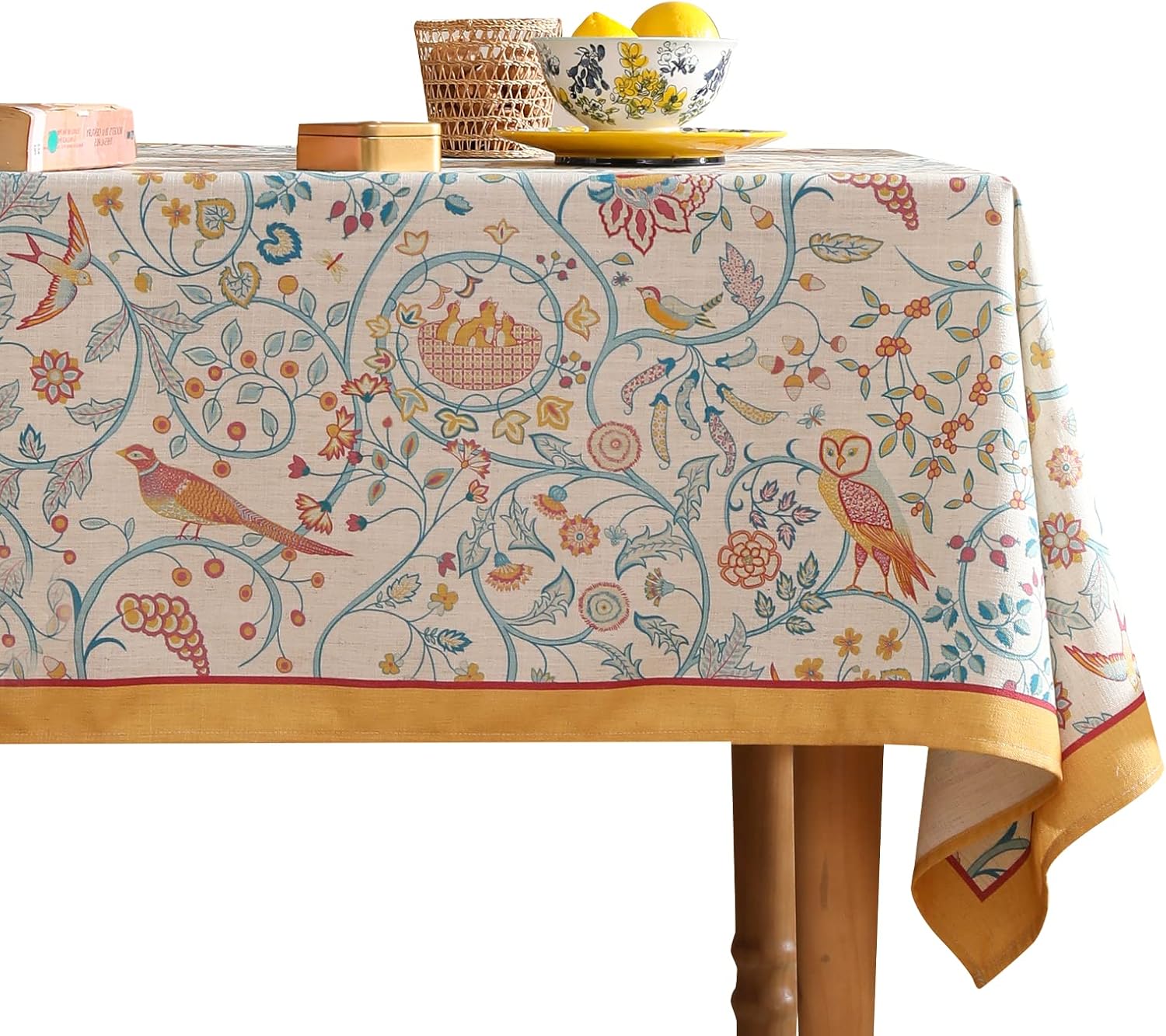 Amazon.com: patdrea Designer Yellow French Spring Summer Tablecloth ...