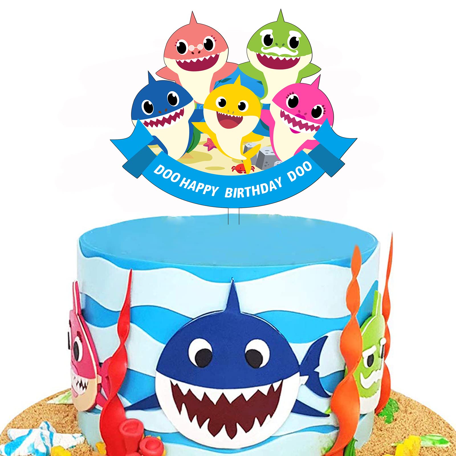 Buy Cute Shark Happy Birthday Cake Topper, Kid's Birthday Cake Topper ...