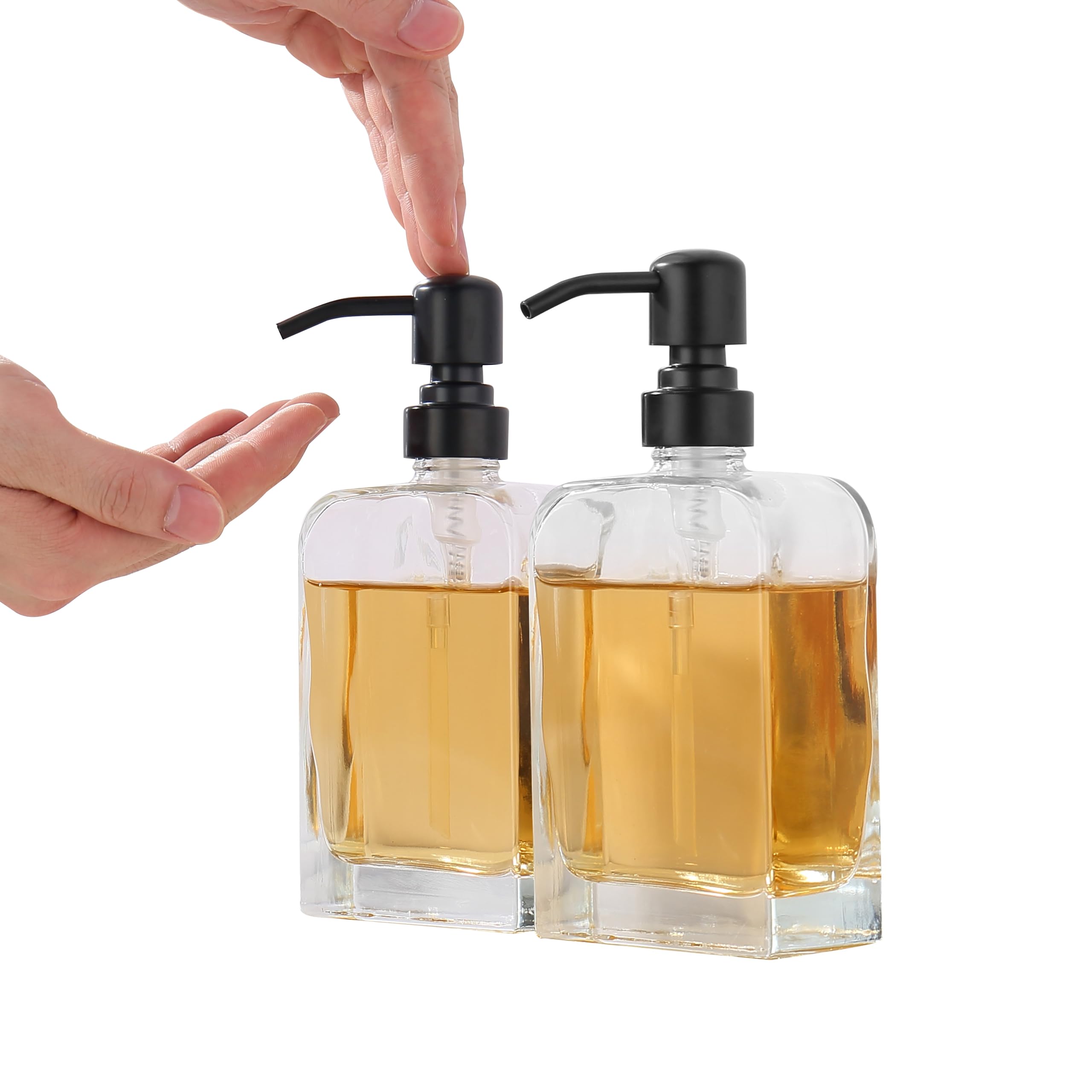 Amazon.com: Heouty Glass Soap Dispenser with Rust Proof Stainless Steel ...