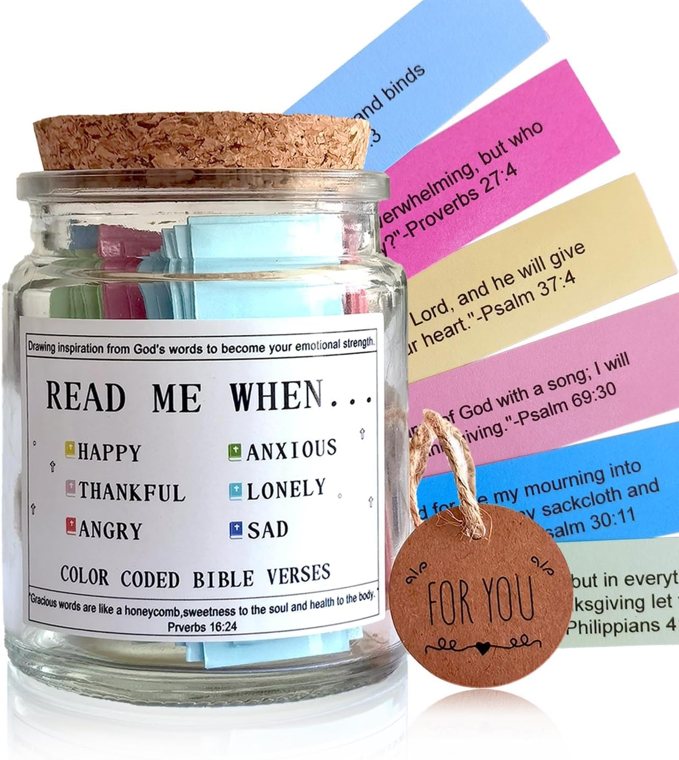 Amazon.com: Bible Verse Jar, Color Coded Bible Verses in a Jar ...