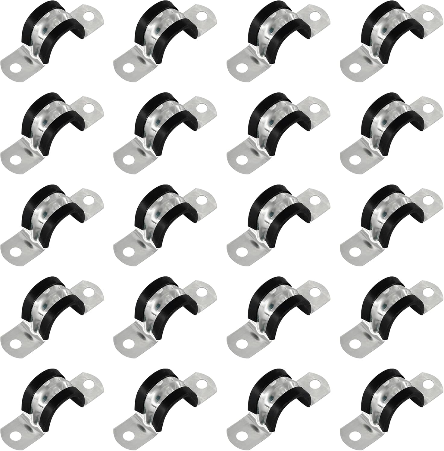 20 PCS Rubber Cushioned U Shaped Pipe Clamps,Stainless Steel Rubber ...