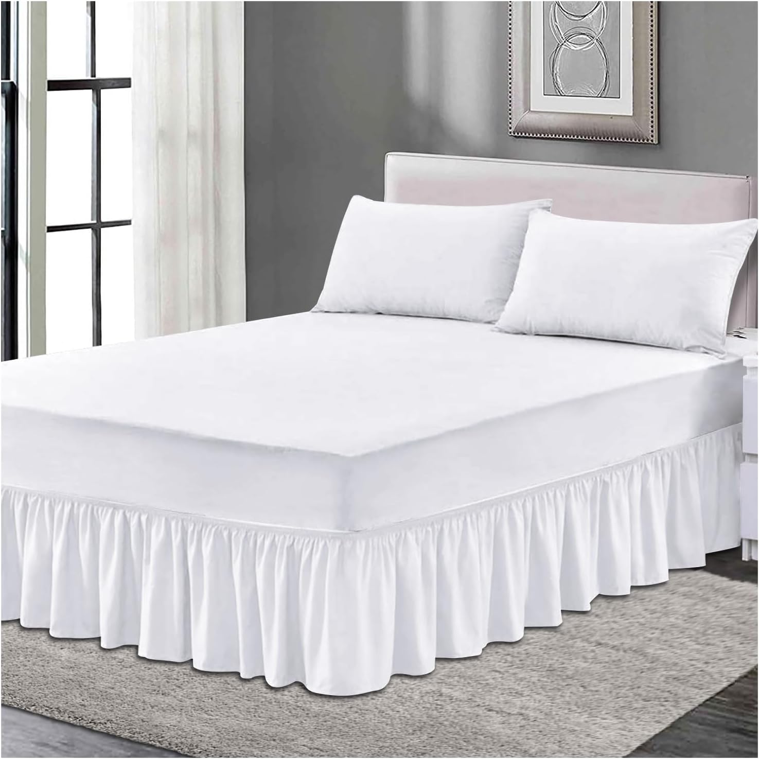 Fitted Valance sheet, Wrinkle Free Bedding Sheets, Breathable Single ...