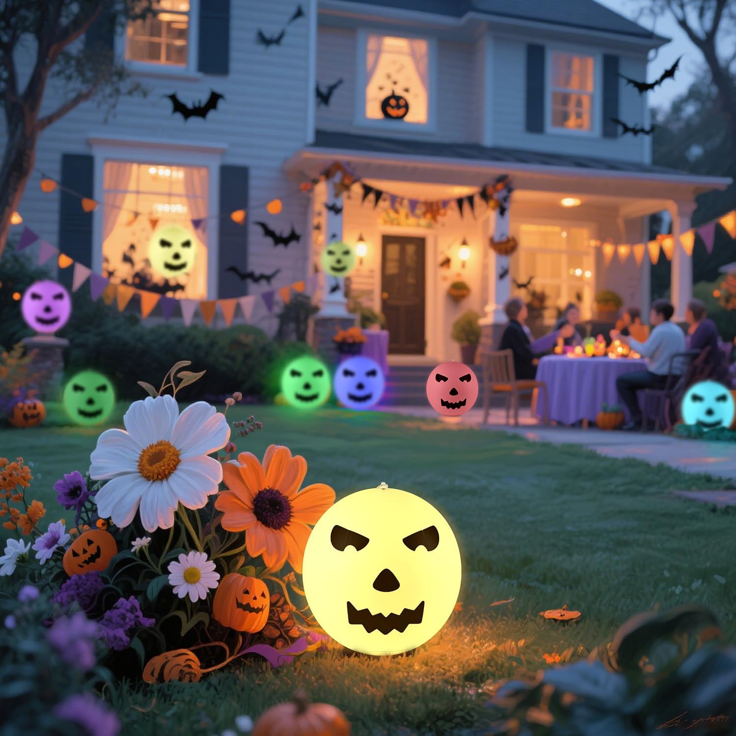 Amazon.com: Solar Halloween Pumpkin Balloon Light, Super Larger Size ...