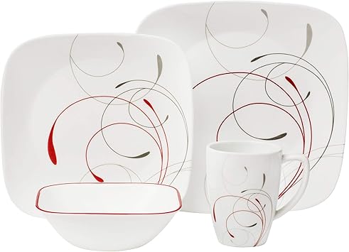 Amazon.com | Corelle Square 16-Piece Dinnerware Set, Splendor, Service ...