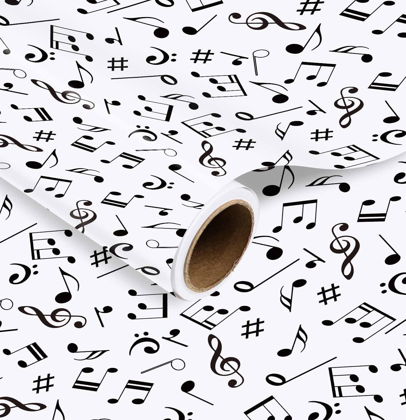 Amazon.com: AVXINSOK Music Notes Wrapping Paper Roll 17 Inch x 33 Feet ...
