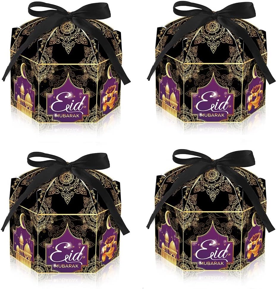 Estivaux 12 Pack Eid Mubarak Boxes, Ramadan Candy Box Eid Gift Bags Eid ...
