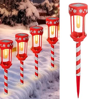 coiscyp 6 Pack Solar Christmas Pathway Garden Lights - Christmas ...