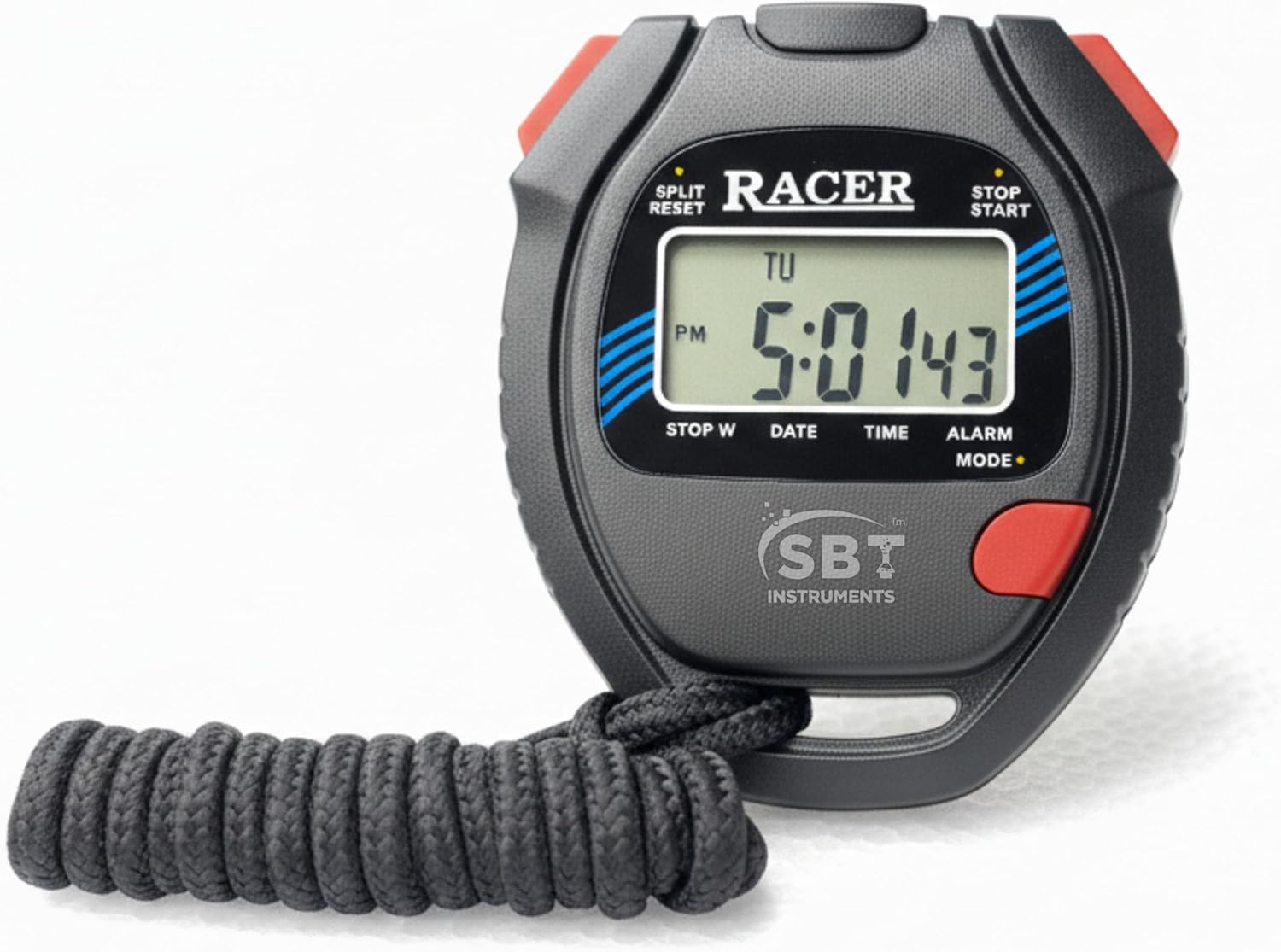Racer Digital Stopwatch with LCD Display, 1/100s Precision, Black: Buy ...