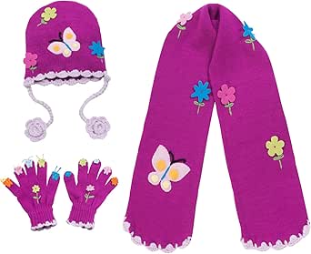 Amazon.com: Kidorable Purple Butterfly Soft Hat/Scarf/Glove Set for ...