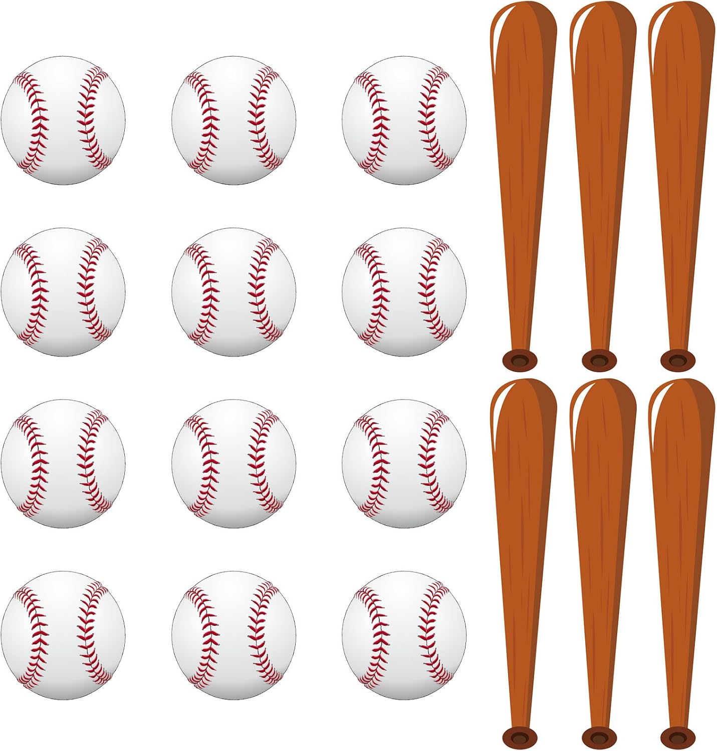 Amazon.com: AnyDesign 47Pcs Baseball Cutouts with 100Pcs Glue Points ...