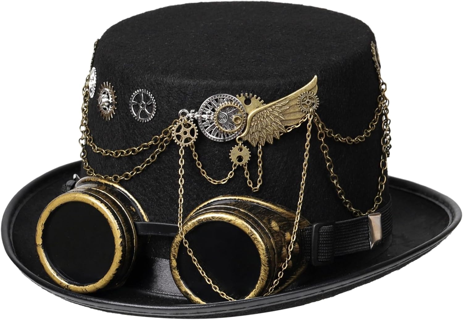 Amazon.com: XWXLDD Unisex Gothic Steampunk Top Hats with Goggle Gear ...