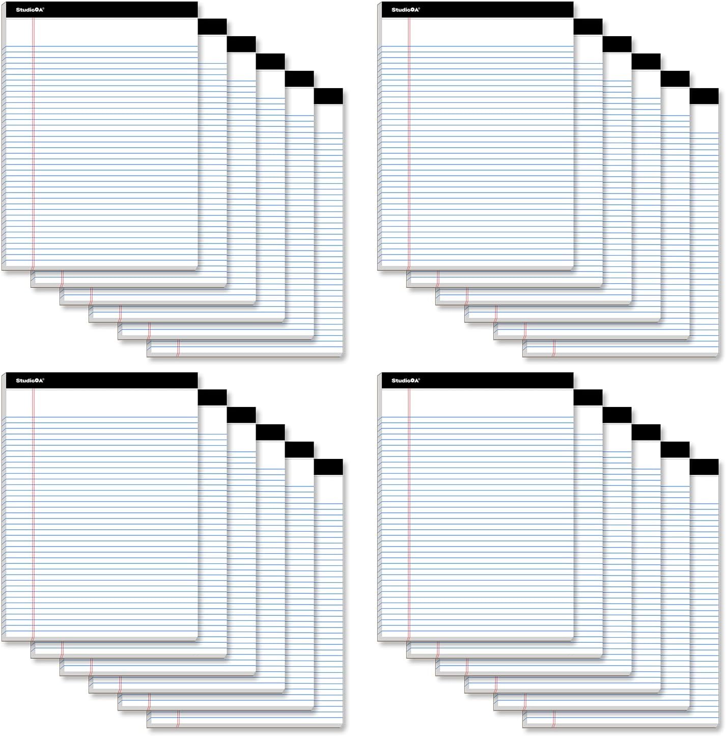 Amazon.com : STUDIO O. A. Legal Pad WHITE (24pk 8.5 x 11 NARROW RULED ...