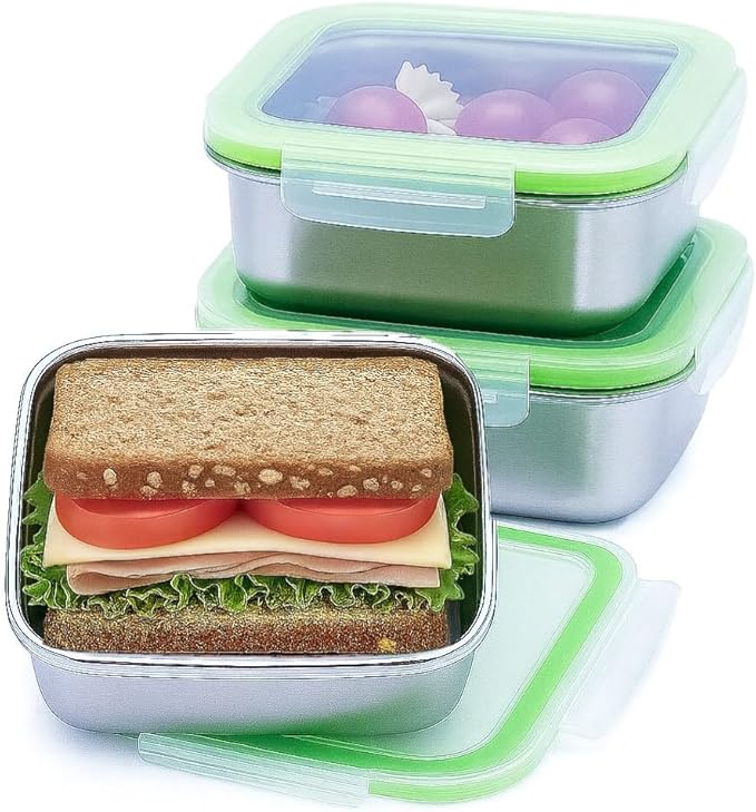 Amazon.com: SnapMate - Set of 3 Stainless Steel Sandwich Containers ...