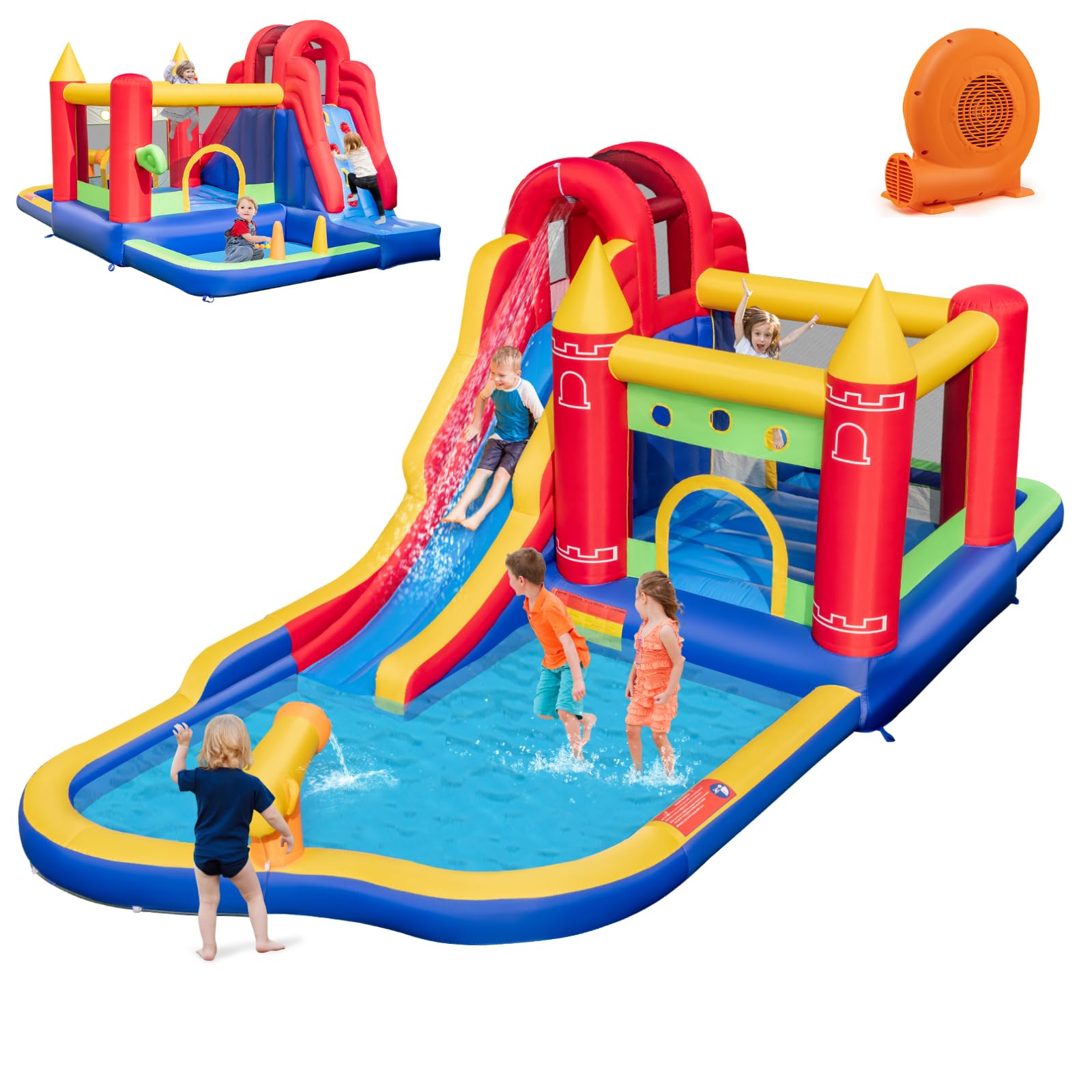 Buy HONEY JOY Inflatable Water Slide, 9 in 1 Waterslide Bounce House Water Park w/Splash Pool ...