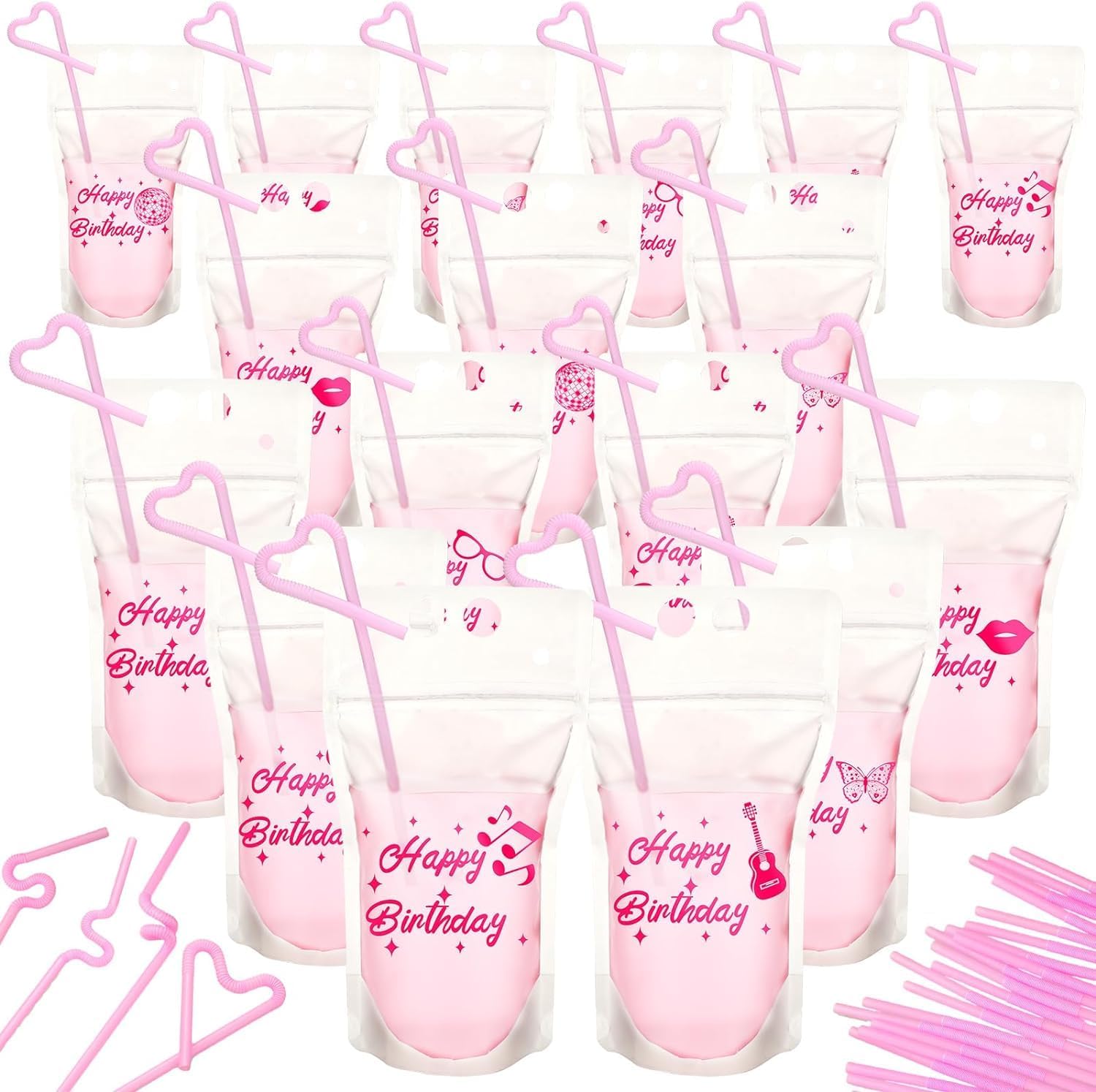 Amazon.com: MAXIUSS Come on Let's Go Party Pink Drink Pouches-16 count ...