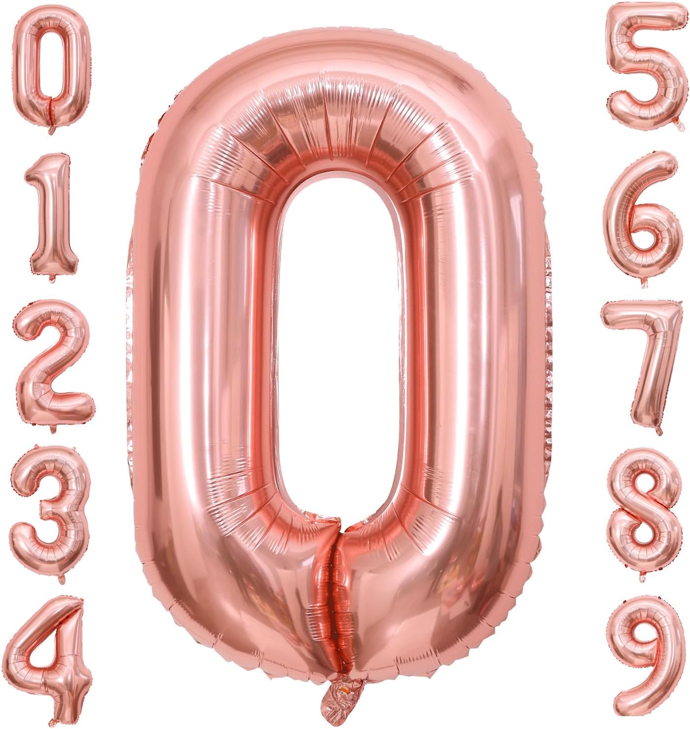 Amazon.com: Rose Gold 0 Number Balloons,40 Inch Big 0 Balloon Numbers ...