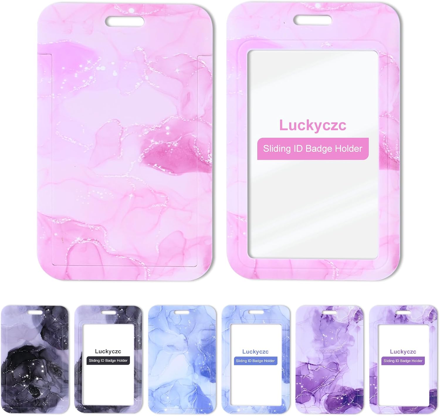 Amazon.com : 2 Pcs Vertical ID Badge Holder,Key Card Holder Sliding ...