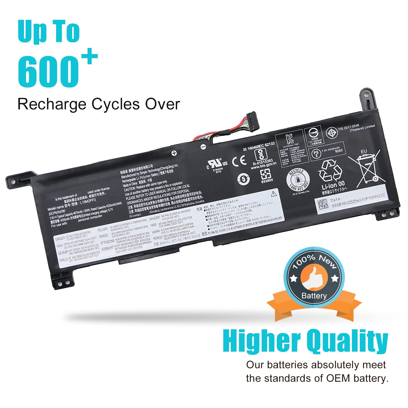 L19M2PF0 Laptop Battery Replacement for Lenovo Ideapad Slim 1-14AST-05 ...