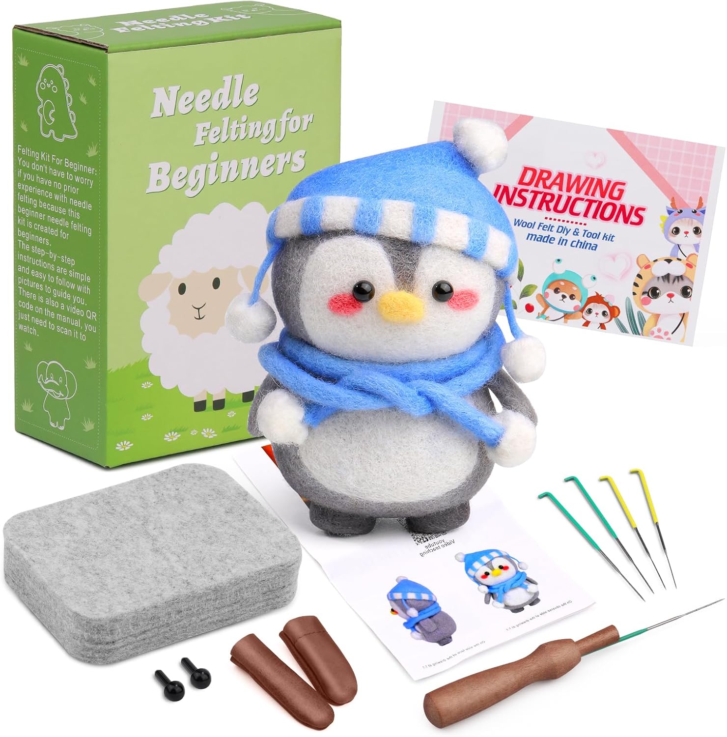 Amazon.com: FTEVEN Needle Felting Kit Penguin, Needle Felting Kit for ...