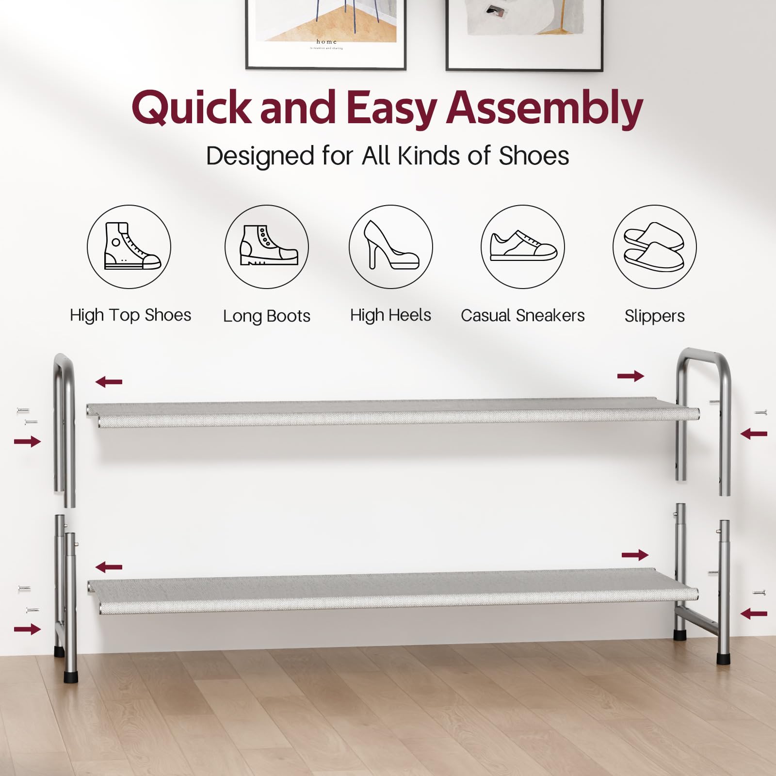 Snapklik.com : SLEEPING LAMB 2-Tier Long Shoe Rack Organizer For Closet ...