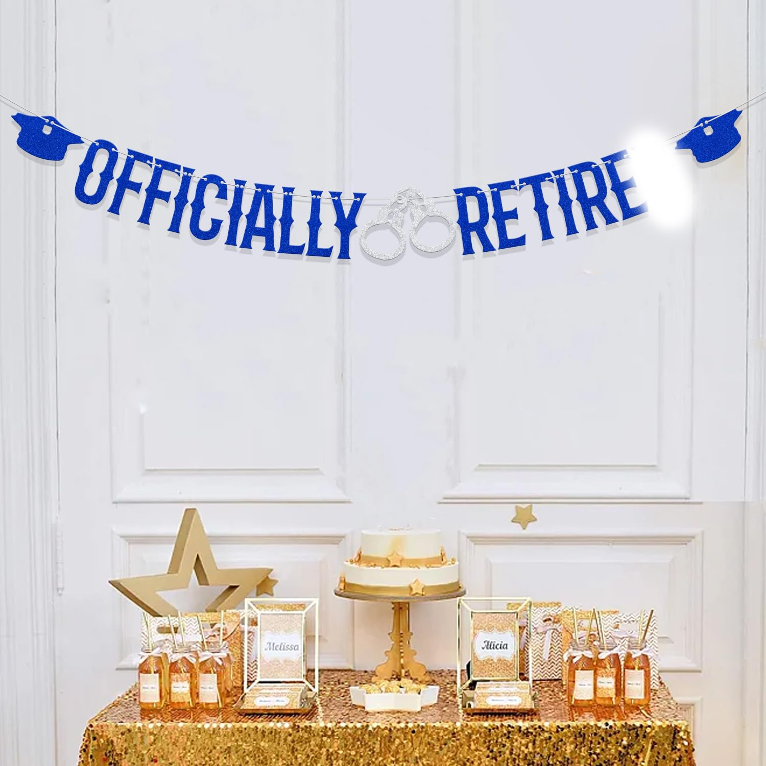 Snapklik.com : Blue Silver Glitter Police Theme Retirement Party ...