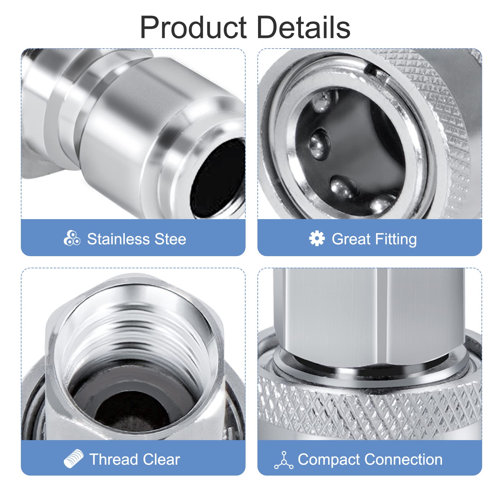 Snapklik.com : Edicapo 2 Sets NPT 3/8 Inch Stainless Steel Male And ...