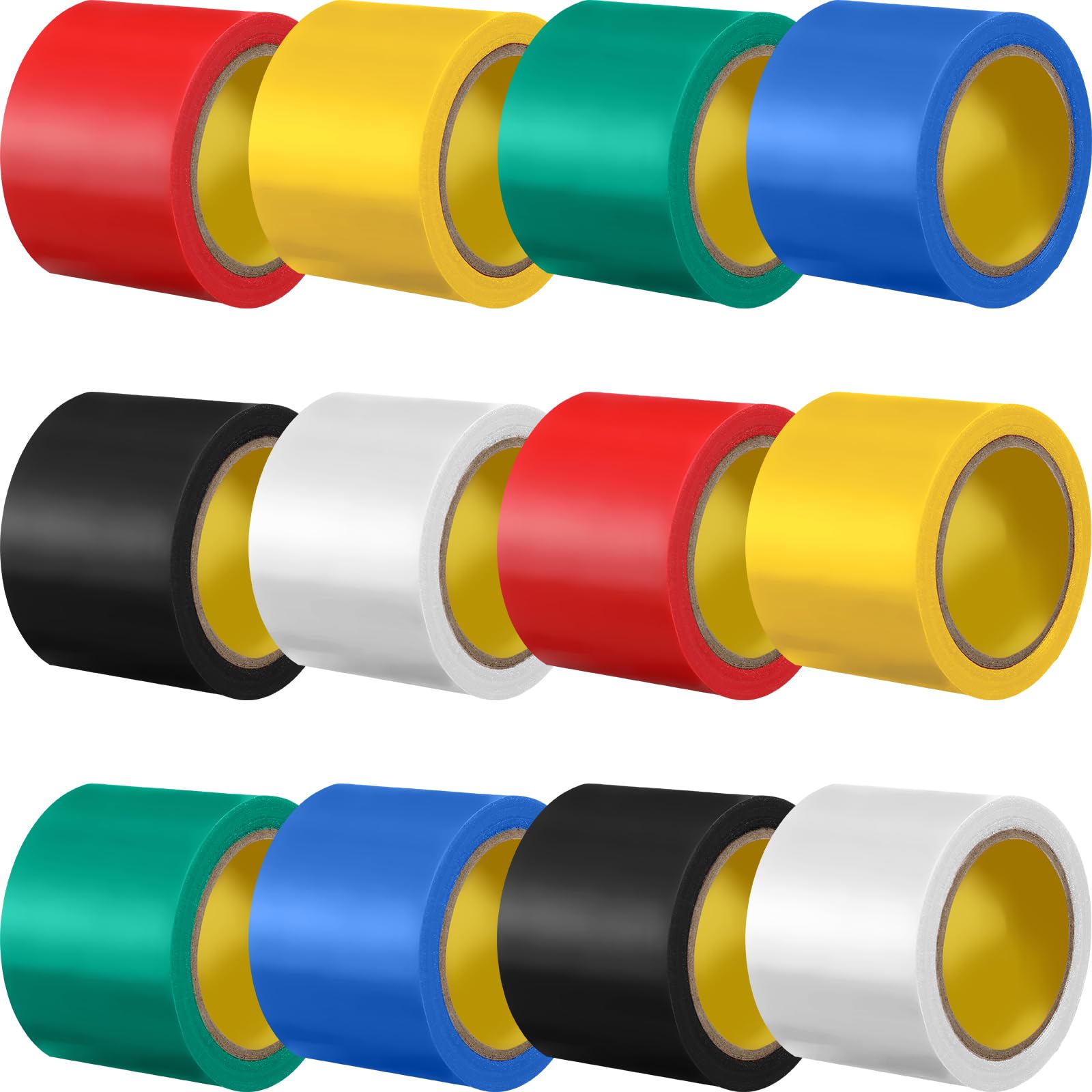 Frienda 12 Pcs Colored Electrical Tape, 2 Inch x 30 Feet x 7 Mil ...