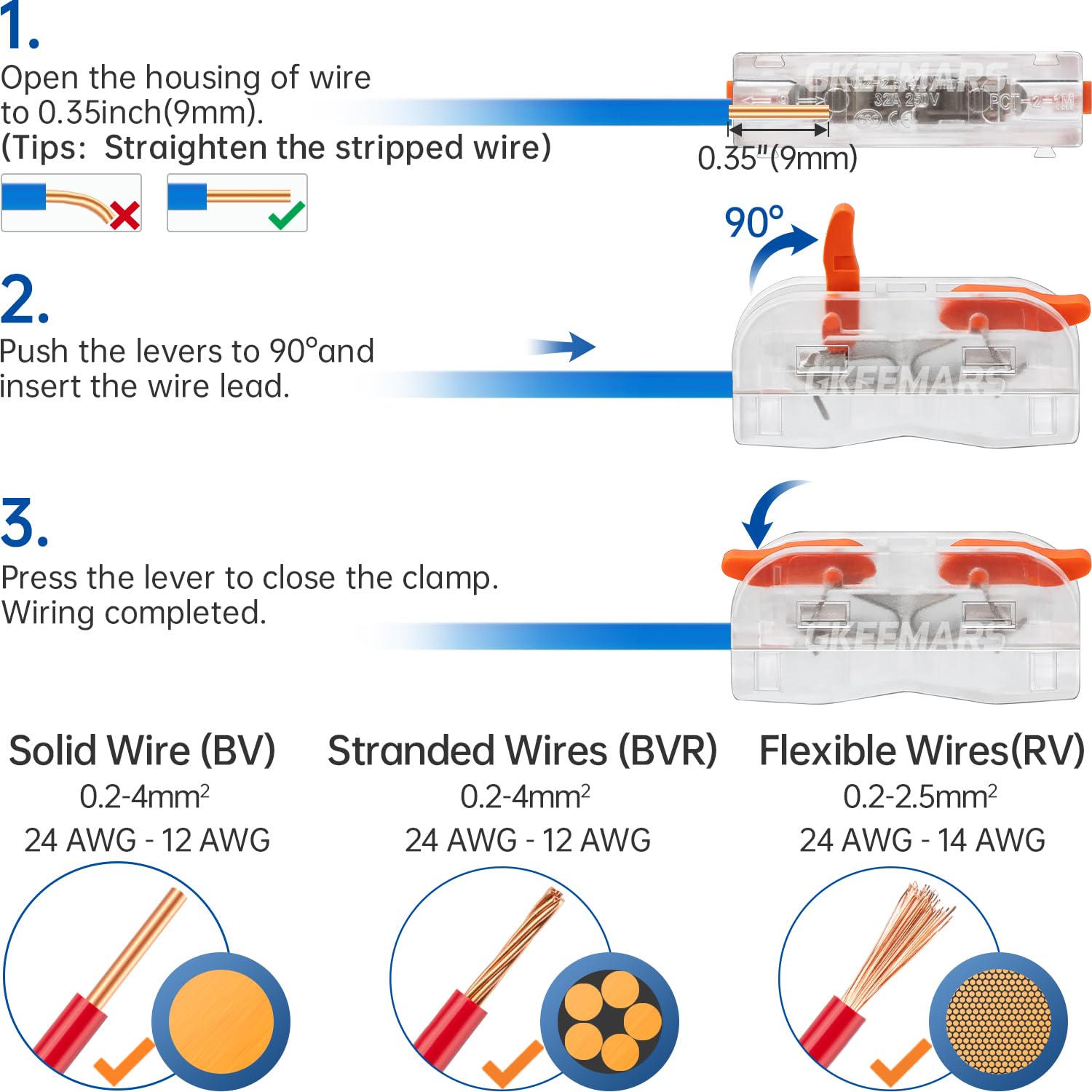 Snapklik.com : GKEEMARS 20 Pcs Mini Lever Wire, 1 Conductor Compact ...