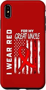 Amazon.com: iPhone XS Max Red Great Uncle Heart Disease Awareness Flag ...