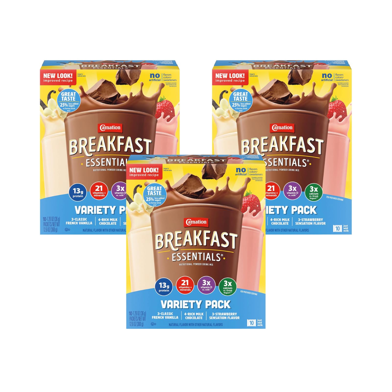 Amazon.com: Carnation Breakfast Essentials Powder Drink Mix Variety ...