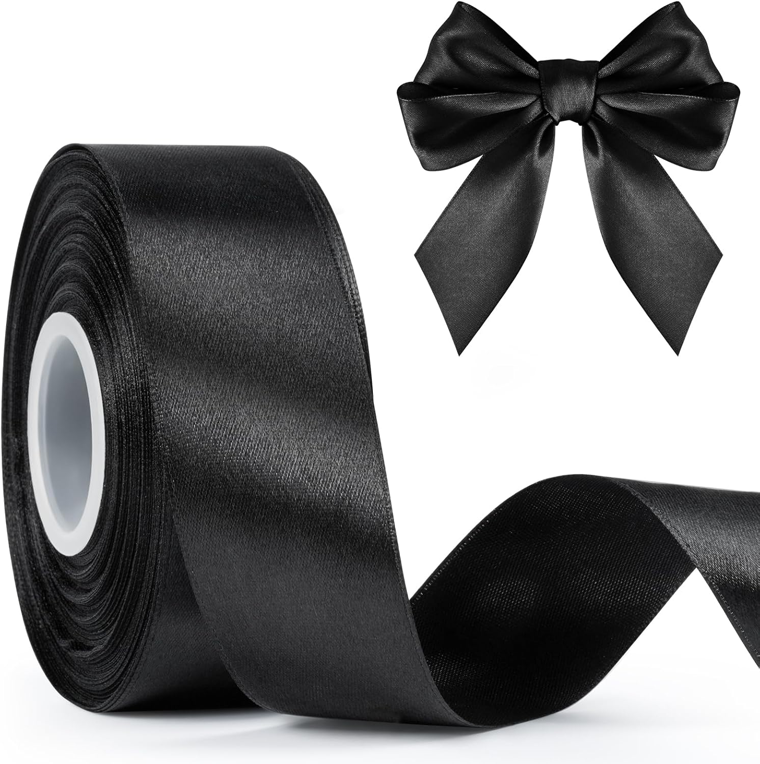 Amazon.com: Mauproy 1-1/2 Inch Wide Black Satin Ribbon, 50 Yards Solid ...