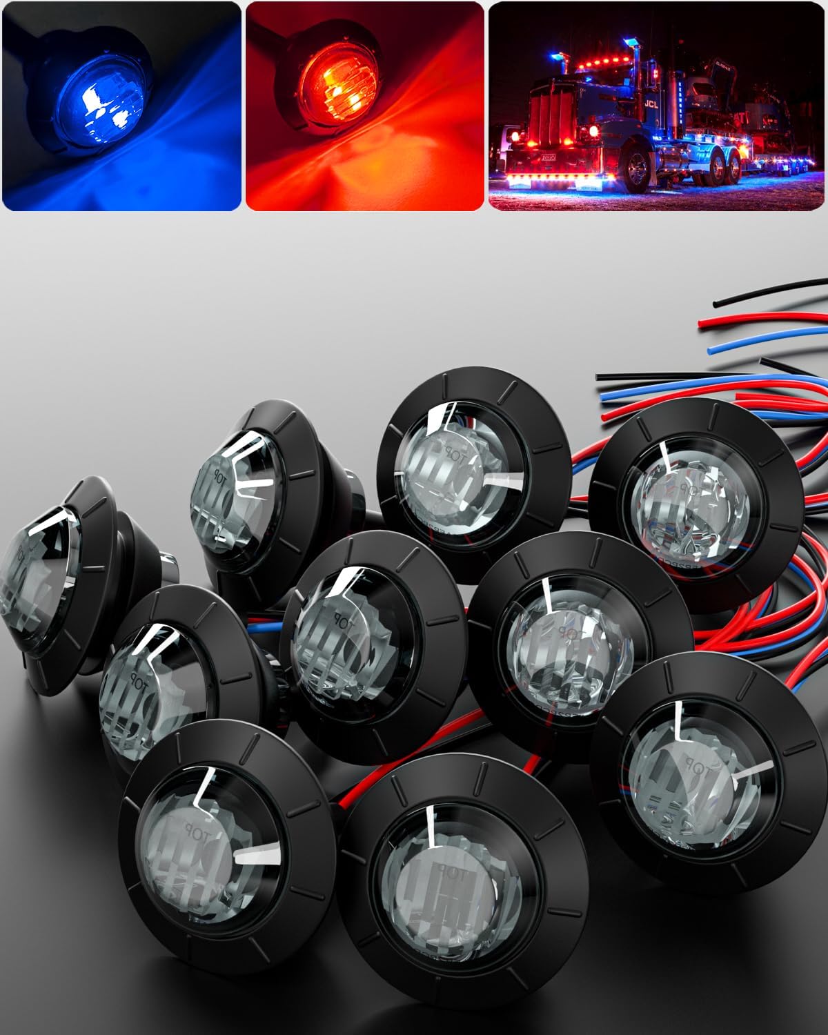 Amazon.com: BJZ 3/4" Round Trailer Marker LED Lights Red to Blue Dual ...