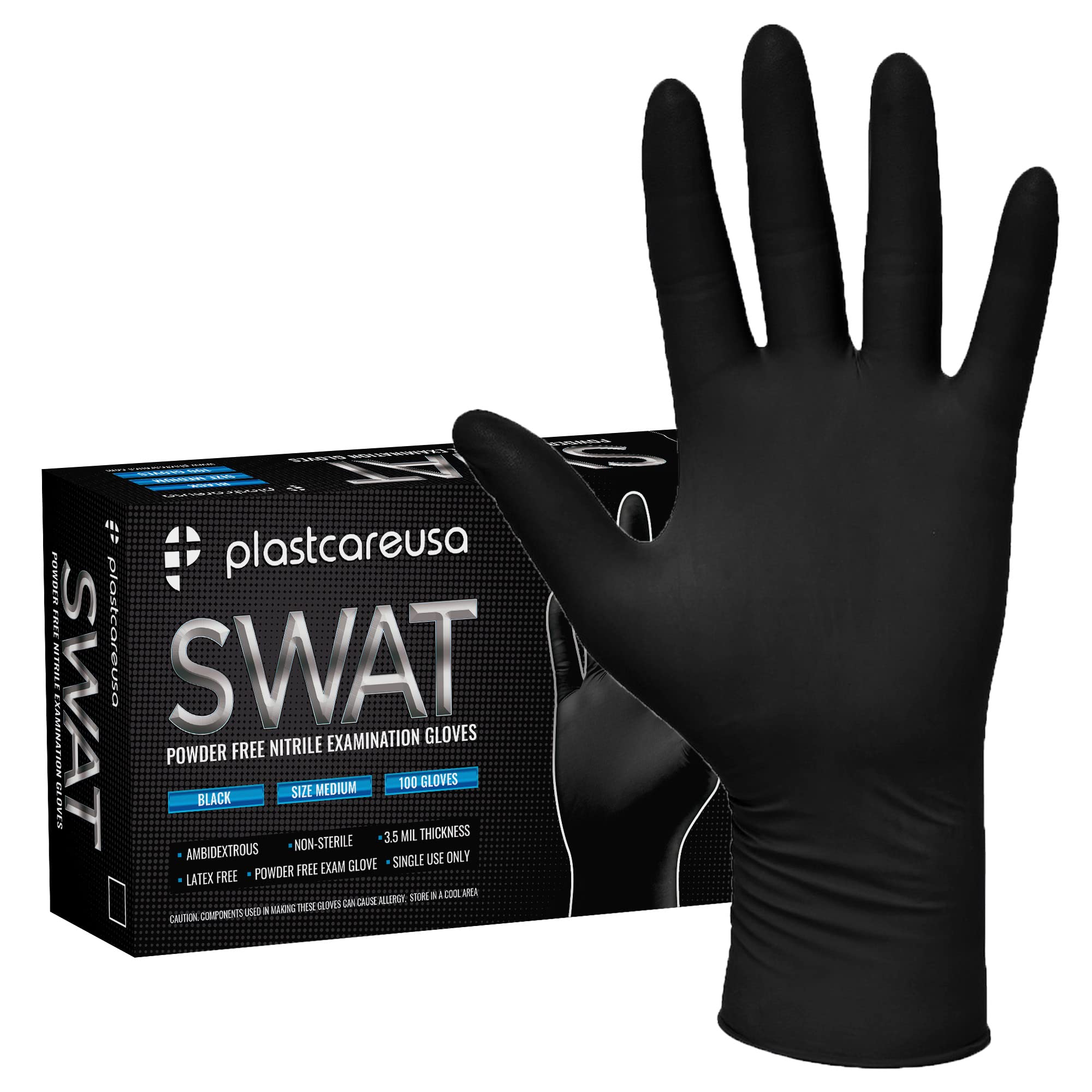 Snapklik.com : PlastCare USA 100 Medium Nitrile Exam Disposable Black ...