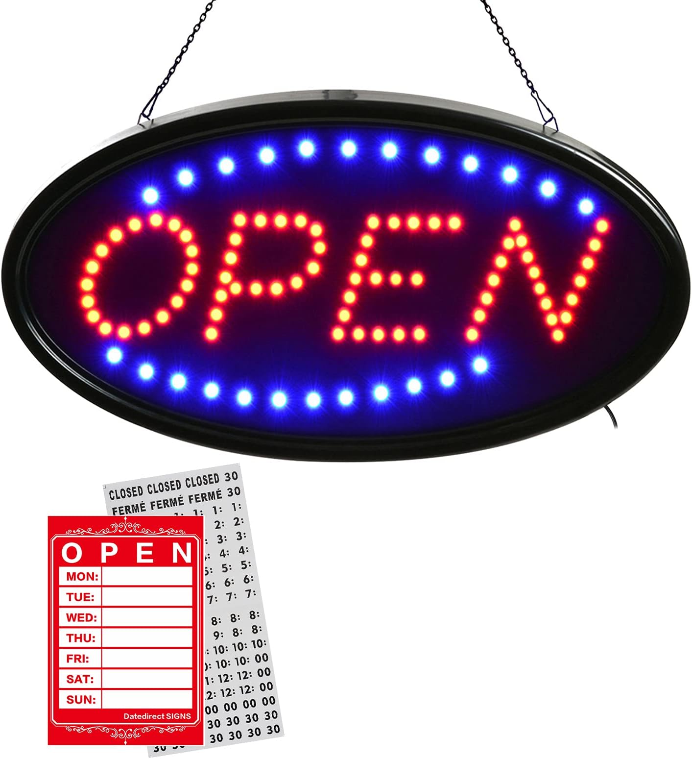Amazon.com : LED Open Sign, FITNATE Large 23x14 inch Business Open Sign ...
