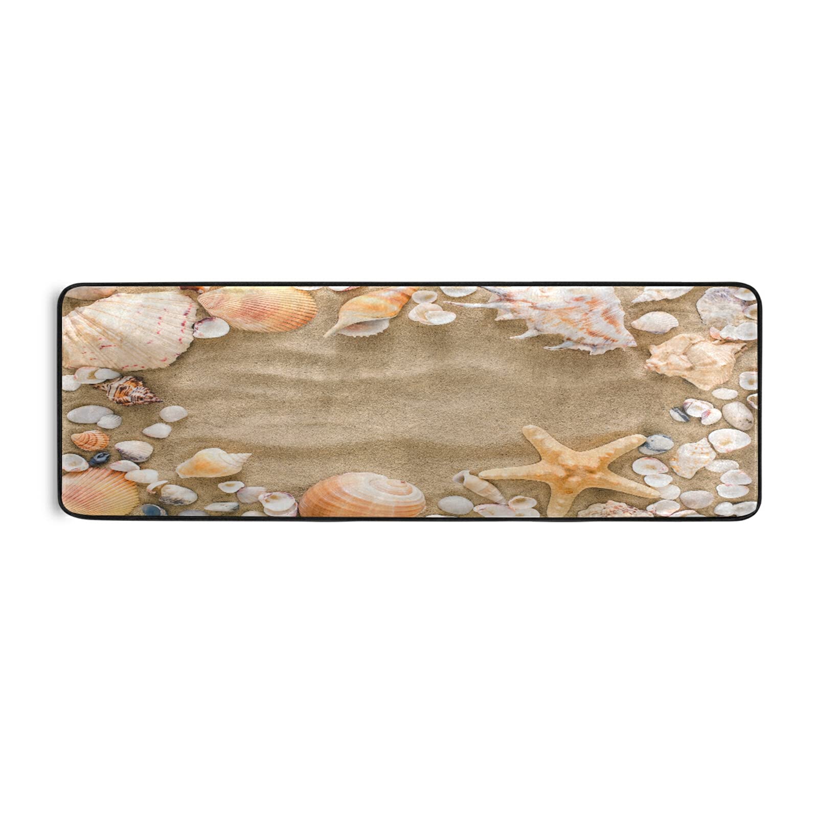 JUAMA Area Rug Beach Sand with Seashells Starfish Floor Comfort Mat ...