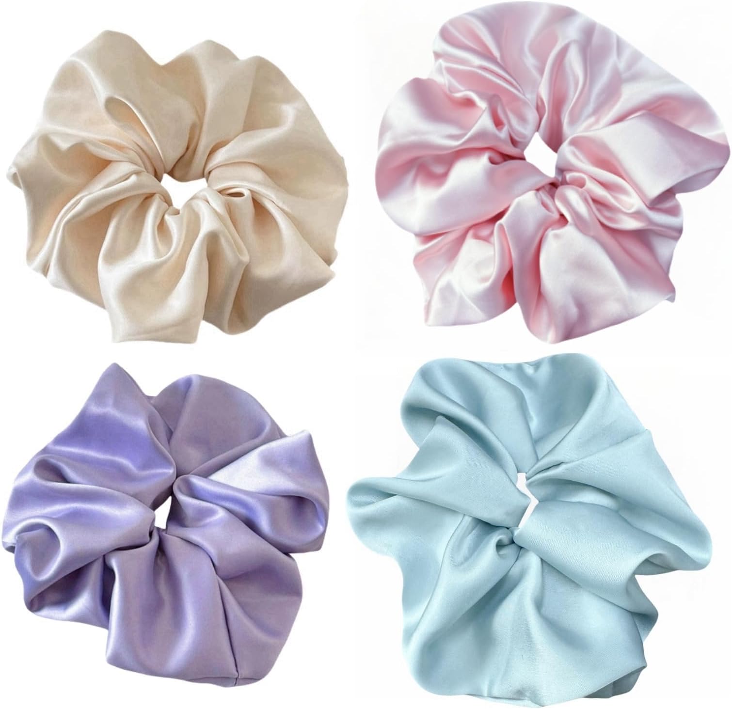 Amazon.com : Nothstein 4PCS Big Satin Silk Scrunchies for Women Thick ...
