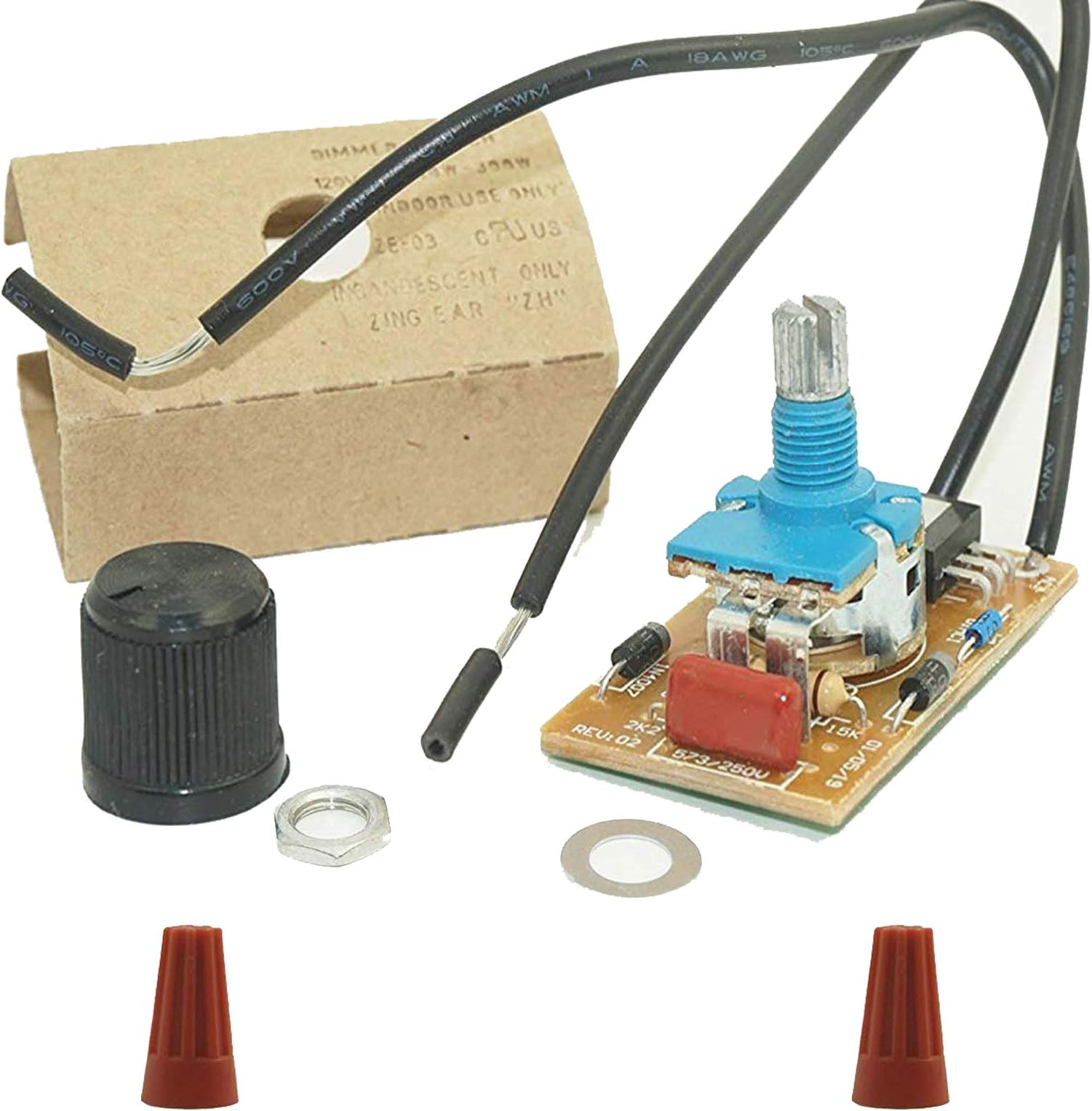 300-Watt Manual Dimmer Replacement Kit - Rotary Dimmer Switch With Knob ...