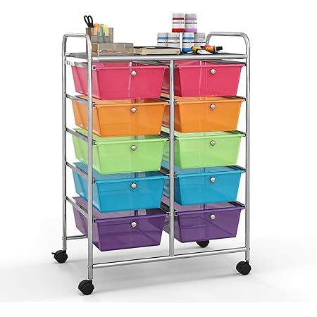 Amazon.com: Giantex 10 Drawers Rolling Cart, Classroom Organizers ...